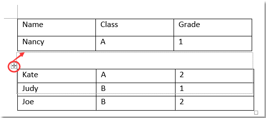 How to combine two or more tables into one in Word document?