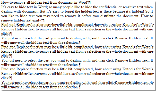 How to remove all hidden text from document in Word?