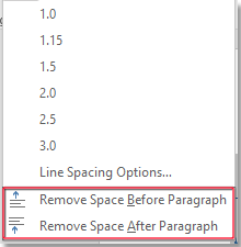 How to remove spacing before/after/between paragraphs in Word?