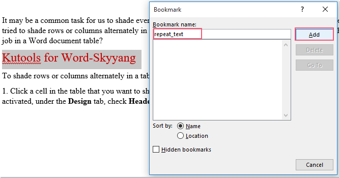 How to insert same text in multiple locations in Word document?