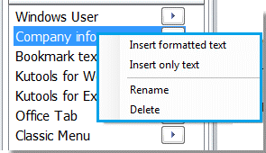 How to save, list and insert Auto Text entries in word quickly?