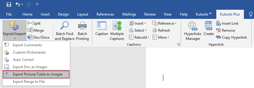 How to export/save/convert tables as images in Word?