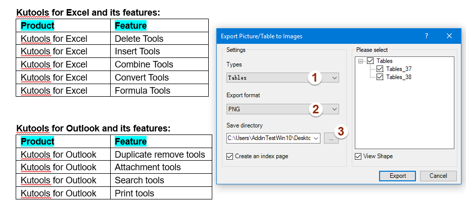 How to export/save/convert tables as images in Word?