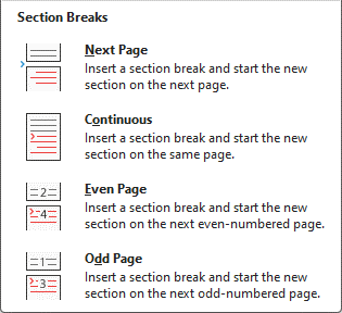 How to insert and remove section breaks in a Word document