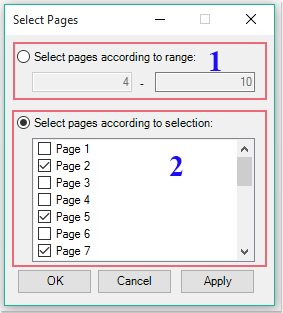 How to select a range of pages from whole document in Word?