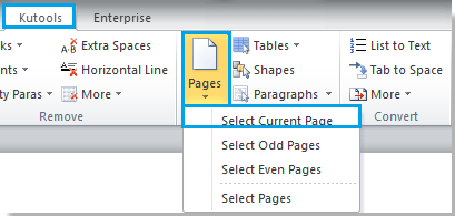 How to select the current page in a Word document
