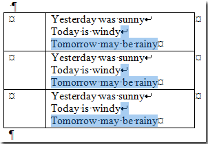 How to select all last lines in paragraphs in Word