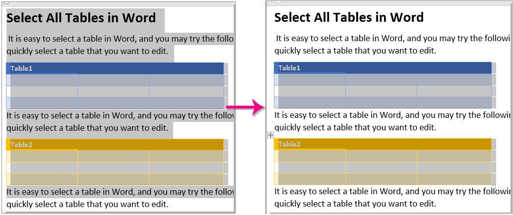 How To Select All Tables In Word Document 