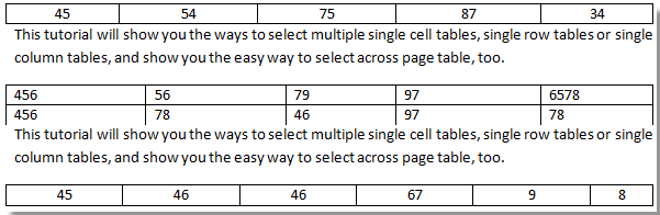 Select all single cell, row, column tables and across page table in Word？