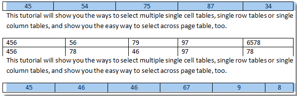 Select all single cell, row, column tables and across page table in Word？