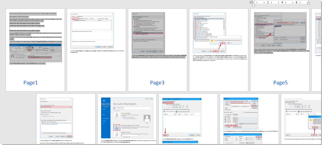 How to select specific pages from a Word document