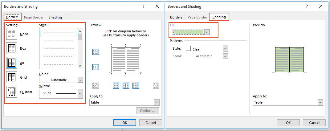 How to shade every other row or column in a Word table?