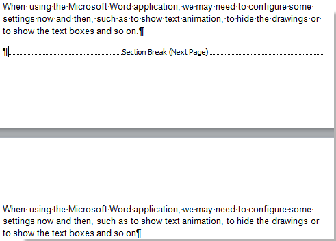 How to show or hide section breaks in Word?