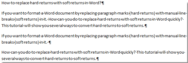 How to replace soft returns with hard returns in Word?