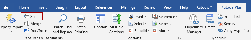 How to split document into multiple documents in word?