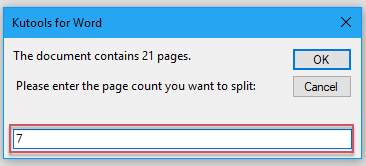 How to split a Word document into separate files every 5 or n pages?