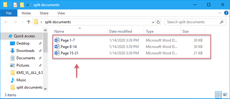 How to split a Word document into separate files every 5 or n pages?
