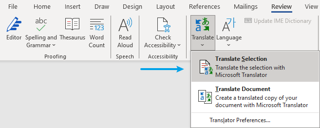 A Simple Method to Translate Text in Word