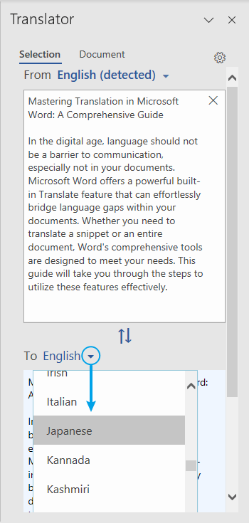 A Simple Method to Translate Text in Word