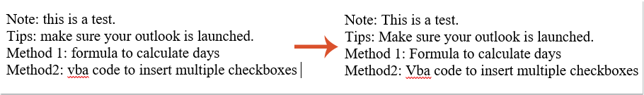 How to capitalize the first letter after colon in a Word document?