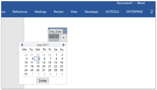 How To Insert Date Picker Showing Current Date By Default In Word 