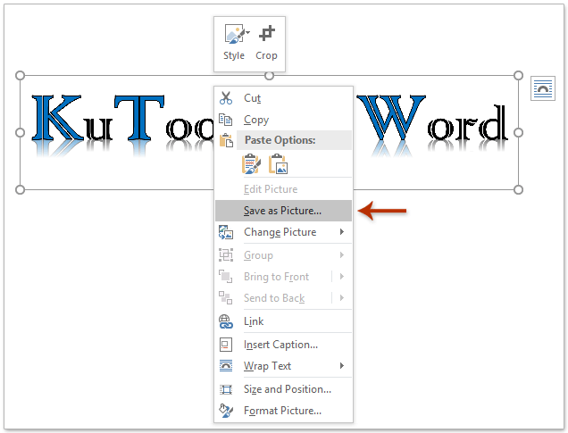 How to save WordArt as image in Word?