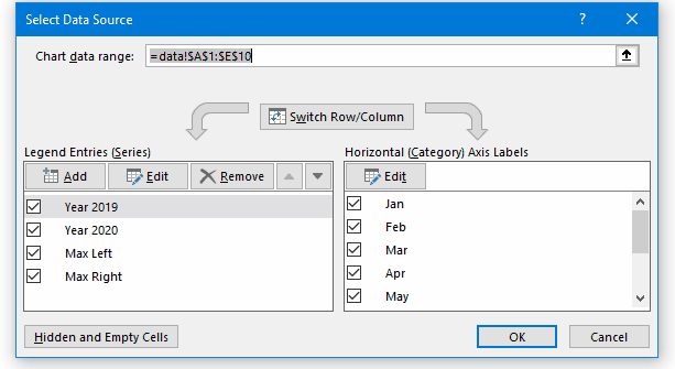 Create arrow variance chart In Excel