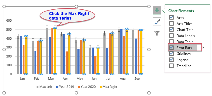 Create arrow variance chart In Excel