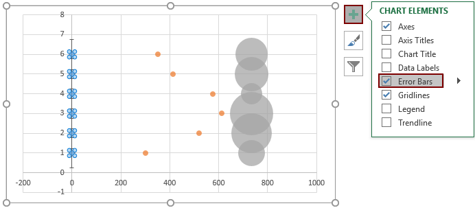 Create a bar with bubbles chart in Excel