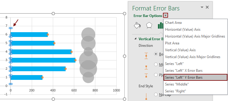 Create a bar with bubbles chart in Excel