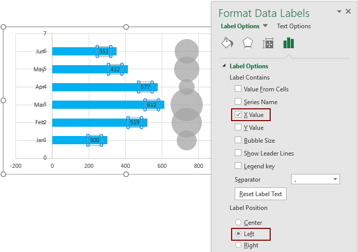 Create a bar with bubbles chart in Excel