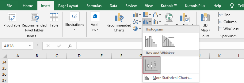 Create box and whisker chart in Excel