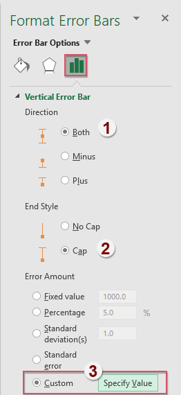 Create a column chart with percentage change in Excel