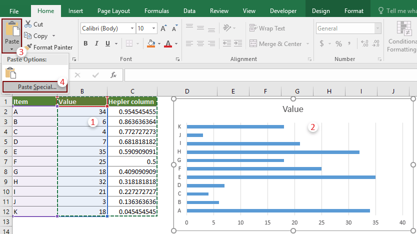 Create a dot plot chart in Excel