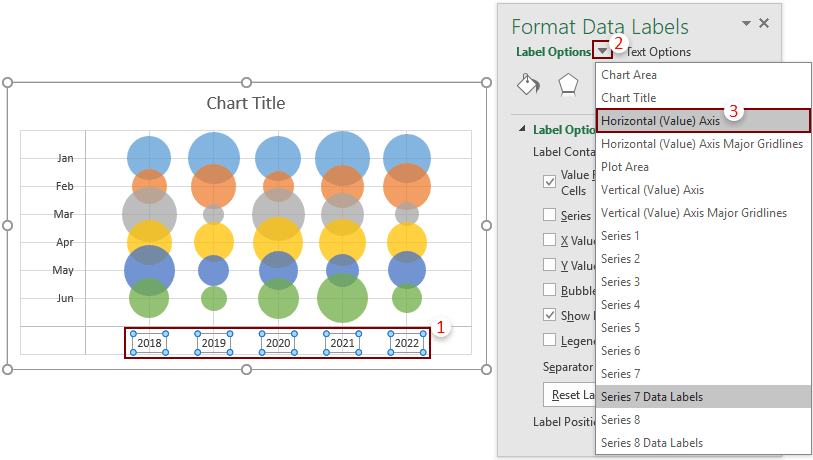 Create a matrix bubble chart in Excel