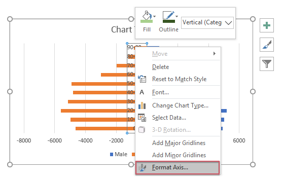 Create population pyramid chart in Excel