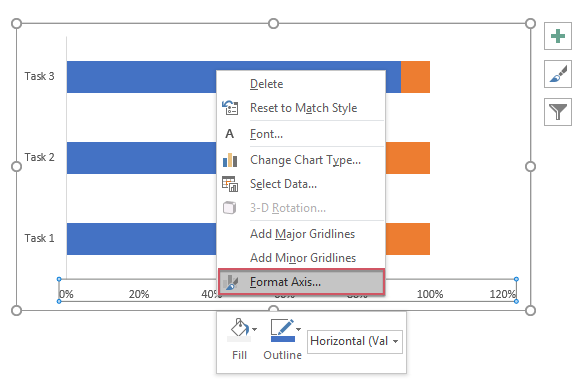 Create progress bar chart in Excel