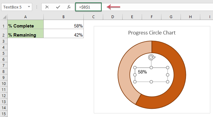 Create progress circle chart in Excel