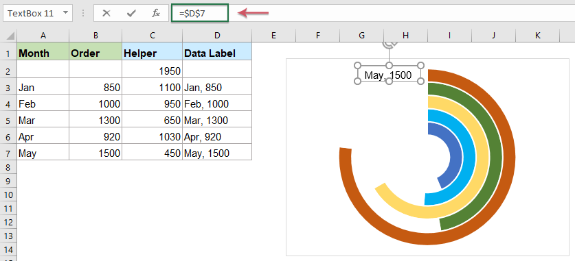 Create radial bar chart in Excel