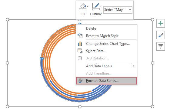 Create radial bar chart in Excel