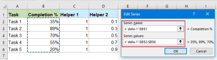 Create a slider bead chart in Excel