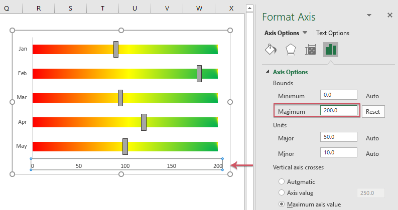 Create project status spectrum chart in Excel