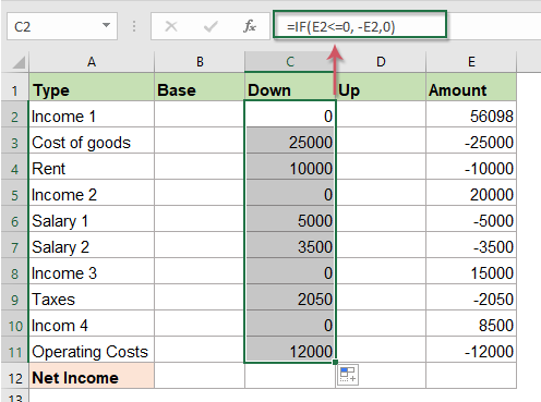 Create waterfall or bridge chart in Excel