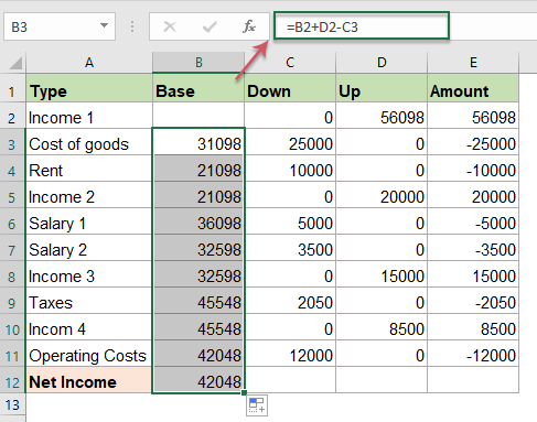 Create waterfall or bridge chart in Excel