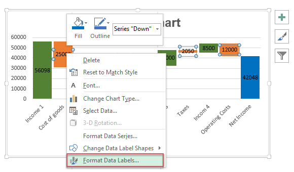 Create waterfall or bridge chart in Excel