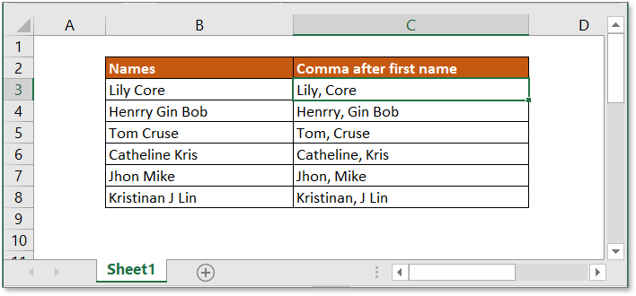 Excel Formula Add Comma Between Names