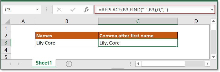 Excel Formula Add Comma Between Names