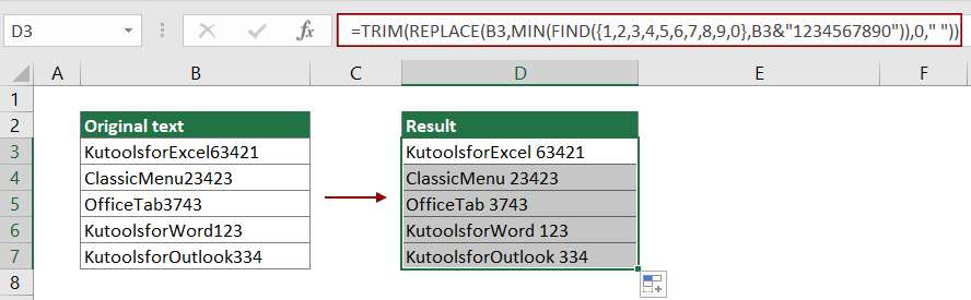 Add space between number and text in a cell in Excel