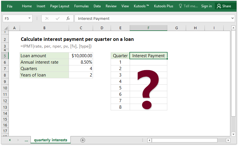 How to calculate interest payments per period or total with Excel formulas?