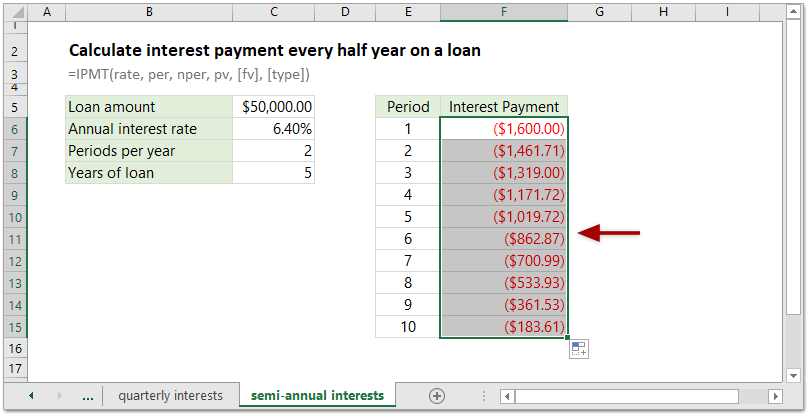 How To Calculate Interest Payments Per Period Or Total With Excel Formulas 